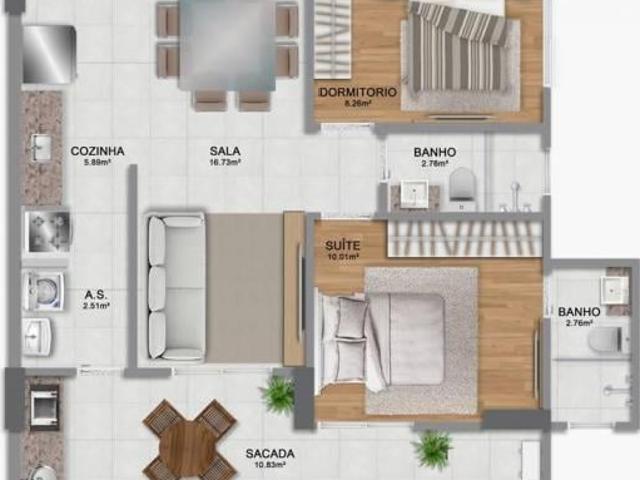Apto de 2 Dorm c/ 1 SUÍTE, Sacada Gourmet, 2 VAGAS, 70 m² de área útil. BAIRRO: GUILHERMINA