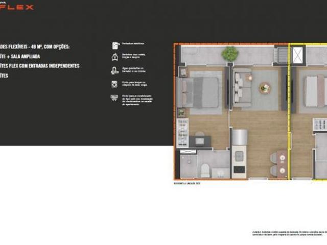 APTO FLEX 49,91 m² – 2 QUARTOS FLEXÍVEIS – ALTO PADRÃO – EXCELENTE OPORTUNIDADE