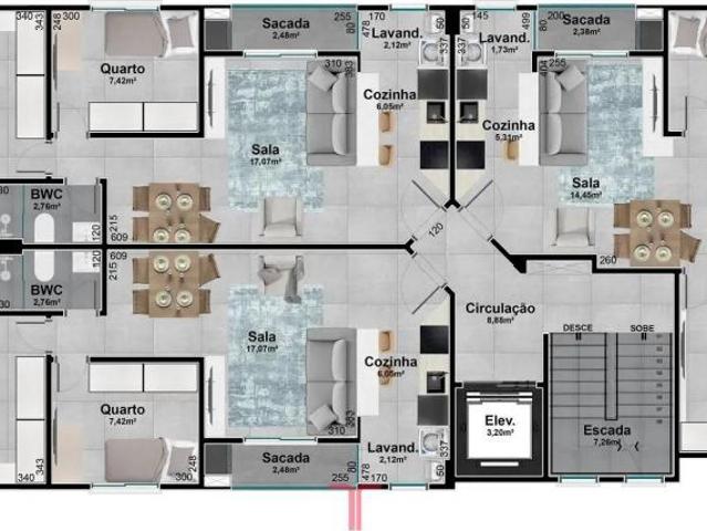 Apto Garden 2 quartos 1 suite no bairro agua verde a venda R$761.500,00