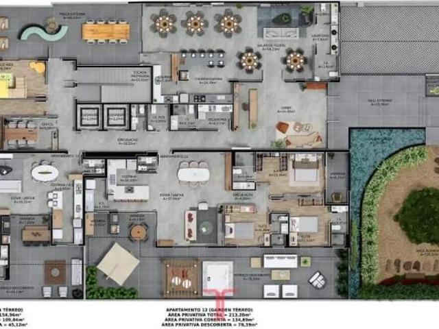 Apto Garden com 3 Suites à venda por R$ 2.120.001,00 Água Verde Curitiba/PR