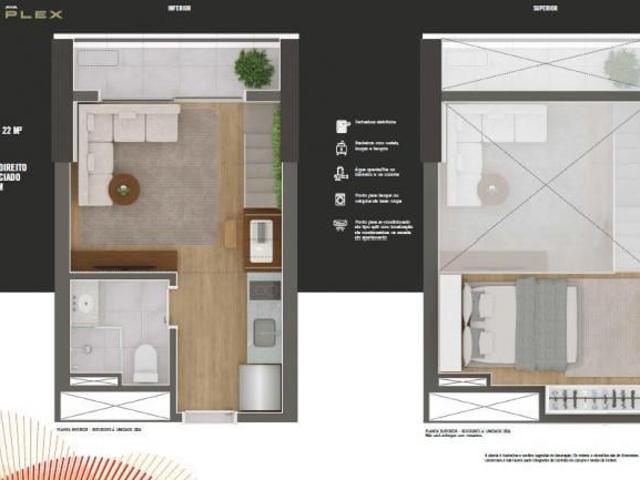APTO PLEX 2Q 39,06 m² – ALTO PADRÃO NO CENTRO – PÉ DIREITO DIFERENCIADO