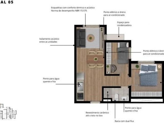 Apto. Pronto Novo B. V.Izabel 2 Quartos 34 m²