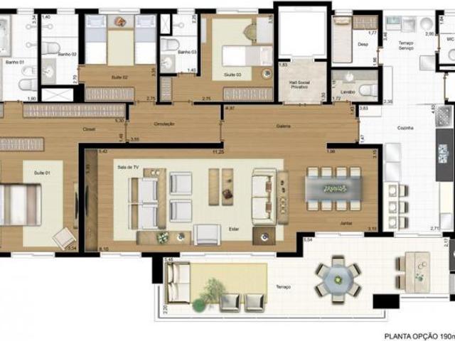 Apto 195m 3 suites 3 vagas terraço gourmet