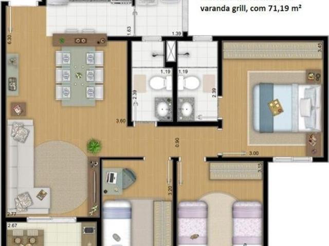 APTO 2 DORMS 1 SUÍTE VISTA PARK 54M CENTRO NA PLANTA direto com CONSTRUTORA