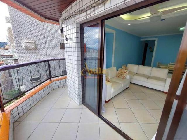 Apto 3 dorms sacada, lazer, 350mts da praia, 1 vaga