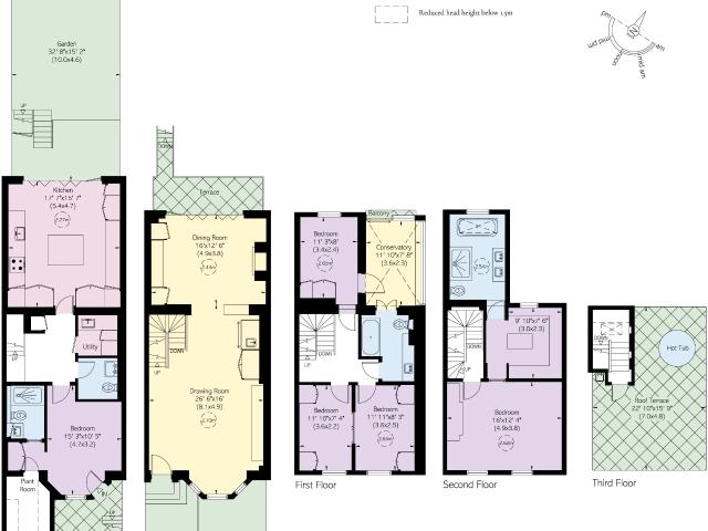 Architect designed five bedroom family home with summer house, landscaped private garden and exceptional roof terrace