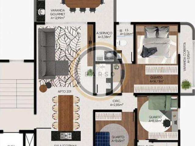 Área Privativa 116m² 3 Quartos Jardim Riacho Contagem