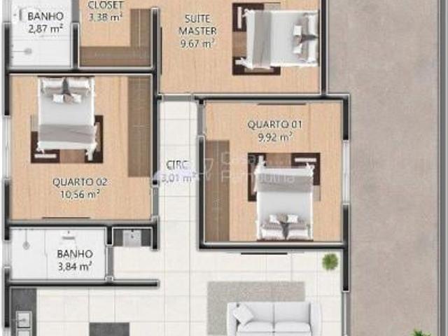 Área privativa à venda 03 quartos 92,45m² Na