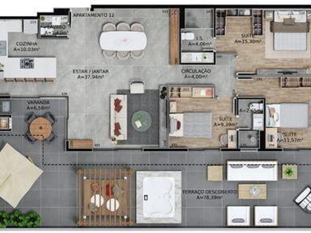 Arte Acqua Garden 295m² 4 suítes, terraço e 4 vagas no Água Verde