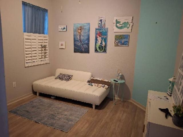 Bedroom, private bath and TV room