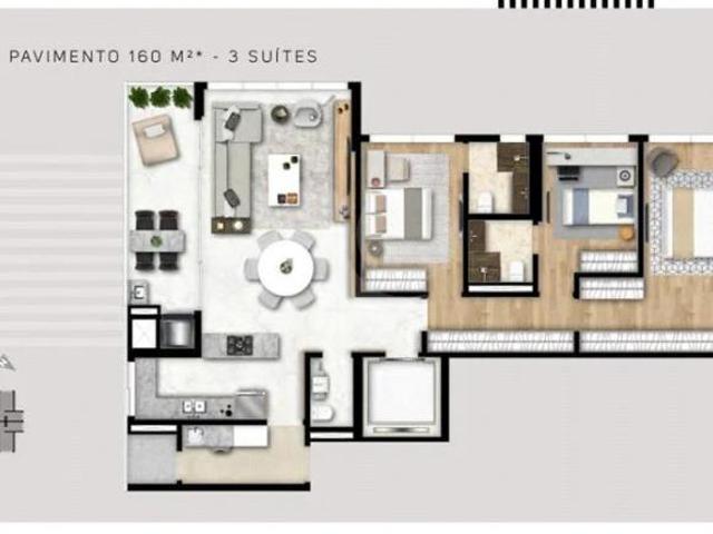Bigorrilho Apart. novo com 3 suites e 3 vagas 160m² privativos