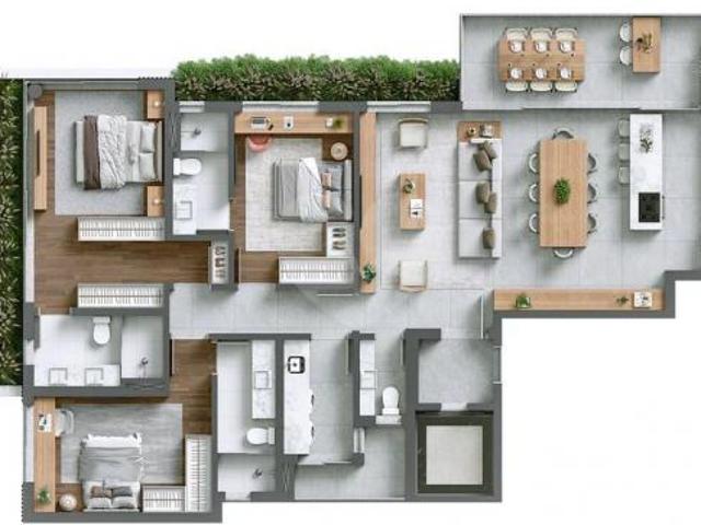 Bigorrilho Apart com 3 suites 2 vagas 150,30m² privativos