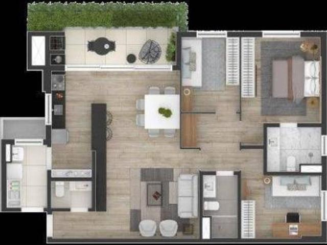 Bosco Centrale Apto 106m² 3 quartos, sacada gourmet e 2 vagas no Centro