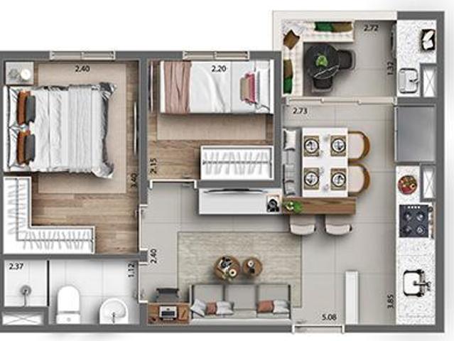 Bosque Club 2 ou 3Dorm 40 à 137m2 c/Sacada e opção de Vaga, Suite e Closet