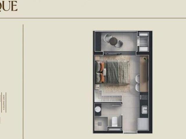 Bosque Studio 24m² Open Space c/ sacada gourmet no São Francisco