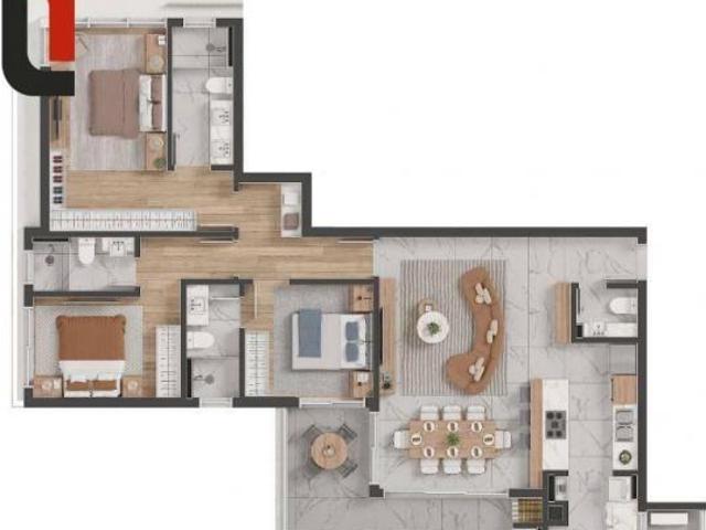 Camino Apto 131m² 3 suítes, sacada gourmet e 2 vagas no Alto da Glória