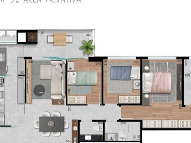 Cabral Apart. novo bem localizado com 3 quartos sendo 1 suite 2 vagas 101,02m² privativos