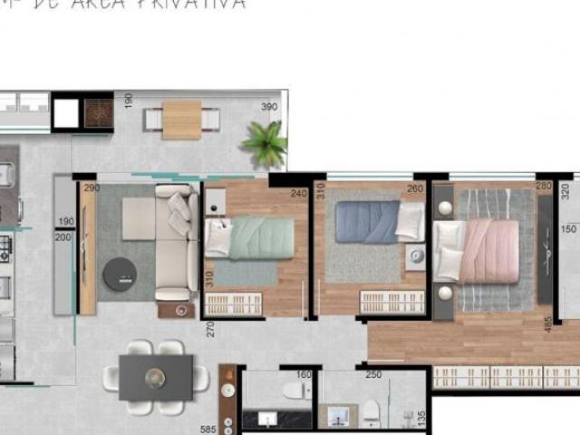 Cabral Apart. novo bem localizado com 3 quartos sendo 1 suite 2 vagas 101,02m² privativos