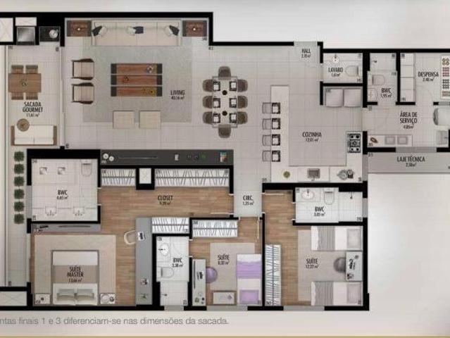 Cabral Apartamento 3 suítes 2 Vagas