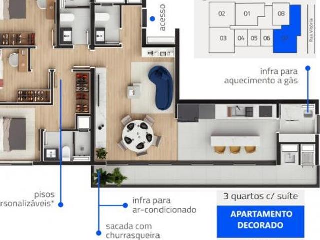 Cabral NOVO 3 quartos sendo 1 suite Decorado 91m²