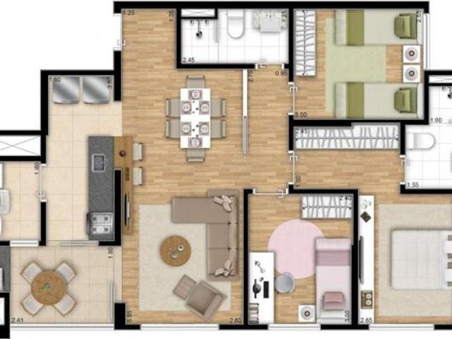 Capão Raso Cond. Clube 3 quartos sendo 1 suite 1 vaga 78m²