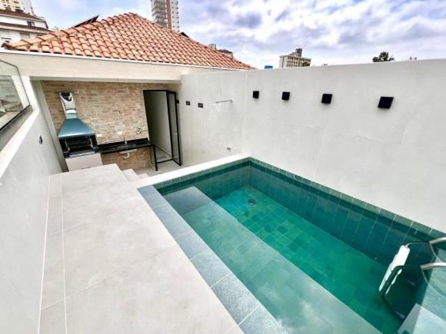 Casa nunca habitada com piscina, churrasqueira, 3 quartos no Boqueirão em Santos