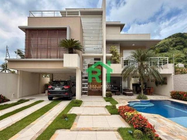 Casa à beira mar com 5 quartos 5 suítes, 6 vagas e lazer à venda em Tombo, Guarujá