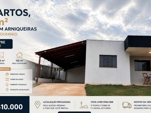 Casa à Venda em Arniqueiras | 3 Quartos | Suíte | Lote 360m² | Fora de Condomínio | Vista Livre