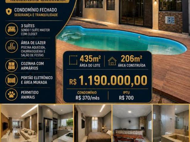 CASA À VENDA EM ARNIQUEIRAS | 3 SUÍTES | SUÍTE MASTER COM CLOSET | PISCINA AQUECIDA | CHURRASQUEIRA