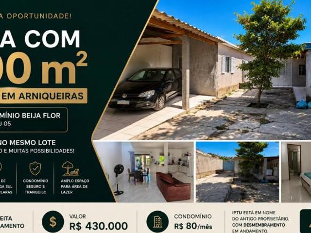 Casa à Venda em Arniqueiras, 2 Casas no Lote, 4 Quartos, Condomínio Fechado, 400m²