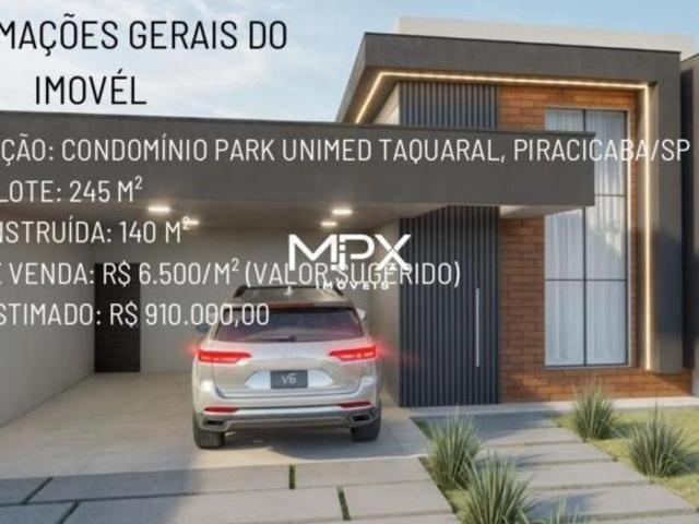 Casa à venda em Piracicaba, Taquaral, com 3 quartos, com 140 m², Residencial Park Unimep Taquaral