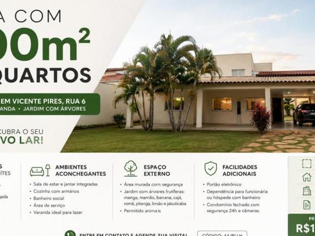 CASA À VENDA EM VICENTE PIRES RUA 6 | CONDOMÍNIO FECHADO | 800M² DE LOTE | 5 QUARTOS | 3 SUÍTES