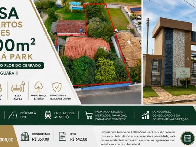 Casa à Venda no Guará Park, 4 Quartos, 2 Suítes, Terreno 1.100m², Condomínio Flor do Cerrado, Guará