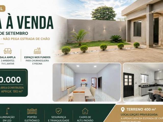 Casa à Venda na 26 de Setembro | Rua 1 | 3 Suítes | Lote 400m² | Condomínio Fechado | BR