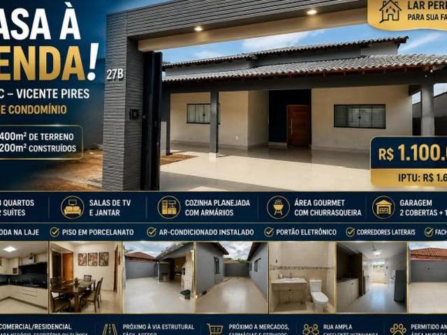 Casa à Venda na Rua 3C VICENTE PIRES FORA DE CONDOMÍNIO 400m² de terreno com 200m² construídos