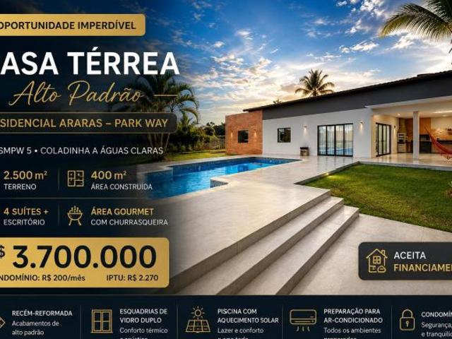 Casa alto padrão à venda no Park Way 4 suítes piscina gourmet aceita financiamento luxo