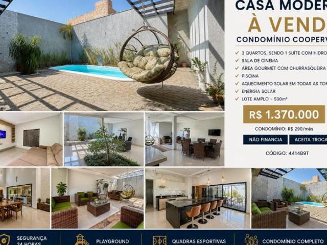 Casa Alto Padrão Condomínio Cooperville | 3 Quartos | Piscina | Energia Solar | 500m²