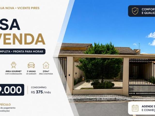 Casa Alto Padrão em Vicente Pires | 3 Quartos | Piscina | Condomínio Fechado | R$ 929 Mil