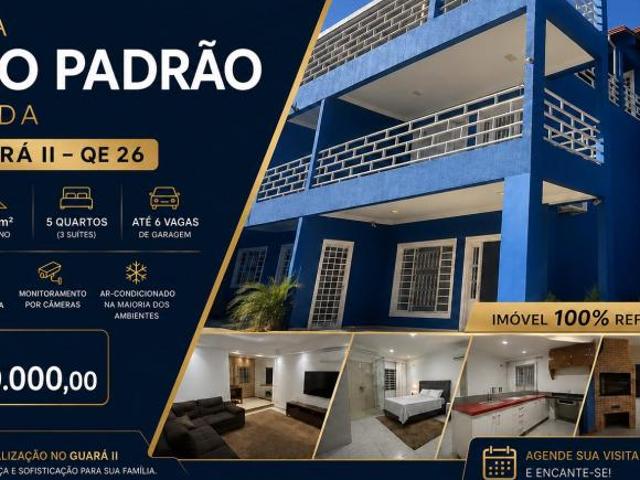 Casa Alto Padrão Guará II QE 26 | 500m² | 5 Quartos | Suíte Master | Energia Solar