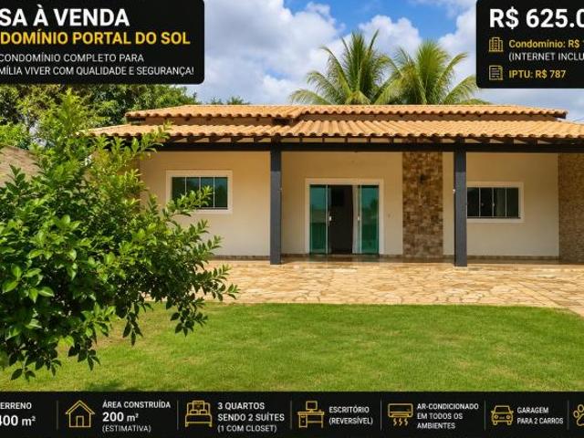 Casa com 400 m² terreno, 3 quartos em venda, Riacho Fundo I Condomínio Portal do Sol Setor Kanegae
