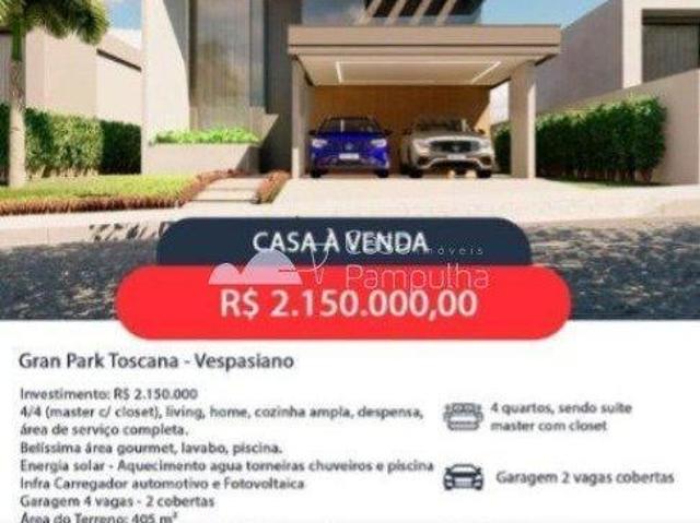 Casa com 4 quartos à venda em Vespasiano, no bairro Gran Park Toscana