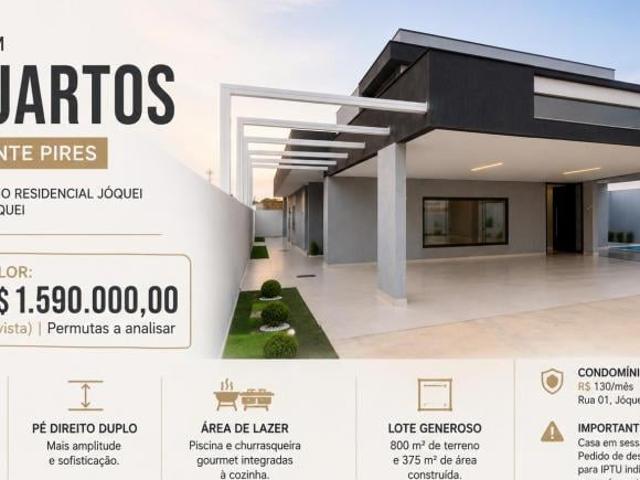 Casa com 4 quartos em Vicente Pires, 800 m² de terreno à venda Condomínio Residencial Jóquei