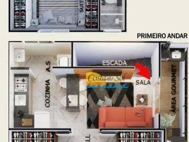 Casa com 2 dormitórios à venda, 86 m² por R$ 370.000,00 Aviação Praia Grande/SP