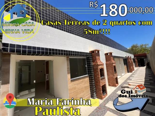 Casa com 2 Quartos e 1 banheiro à Venda, 58 m² por R$ 180.000