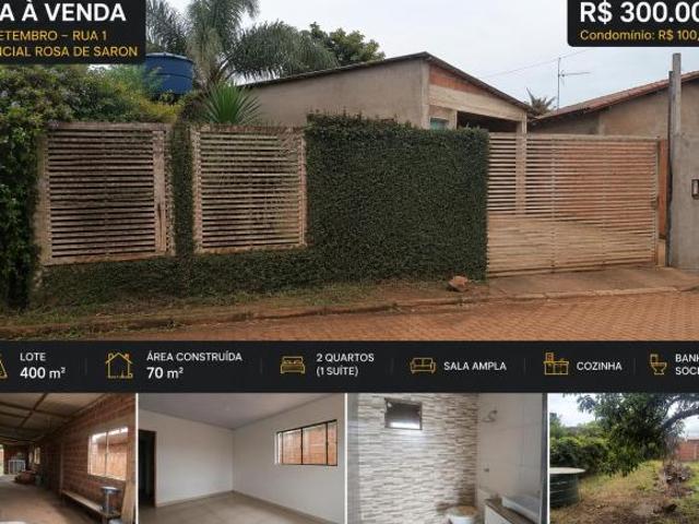 Casa com 2 Quartos em Venda, 400 m² Total, 26 de Setembro Rua 1 Residencial Rosa de Saron