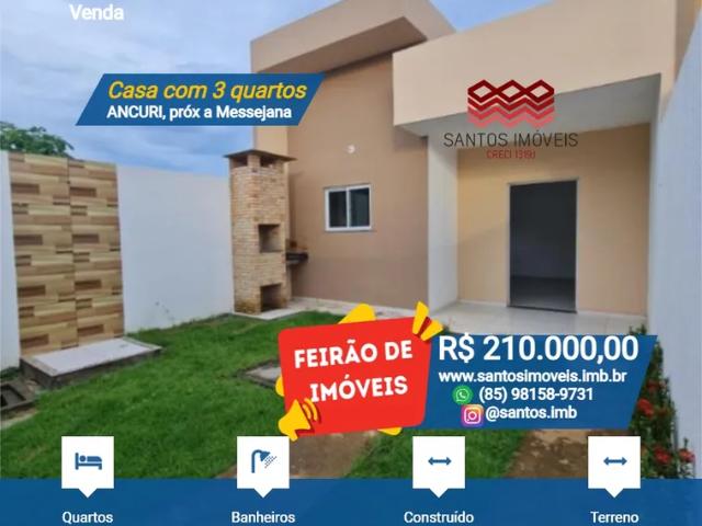 Casa com 3 Quartos e 2 banheiros à Venda, 91 m² por R$ 210.000