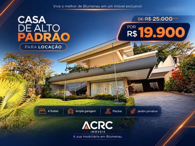 Casa de Alto Padrão para Locação no Bairro Itoupava Seca em Blumenau