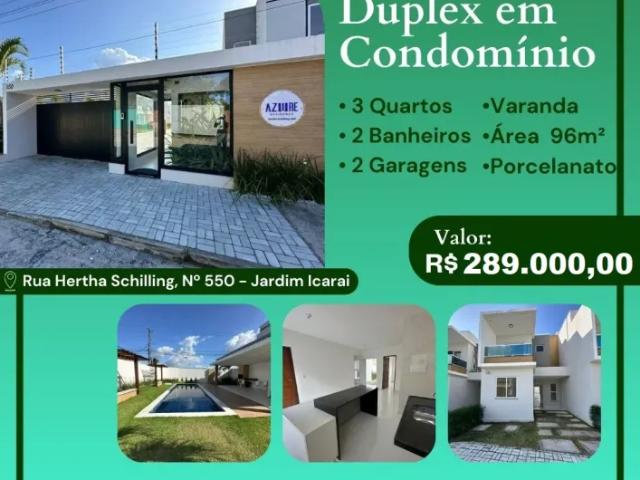 Casa de Condomínio com 3 Quartos e 2 banheiros à Venda, 96 m² por R$ 289.000