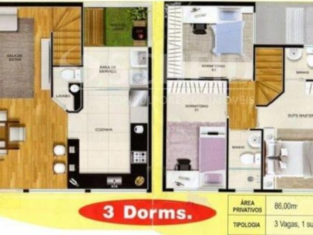 casa em condominio, 03 dorms sendo 1 suite, 2 vg churrasqueira