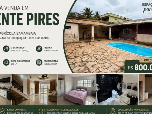 Casa Escriturada à Venda em Vicente Pires | 3 Quartos, Suíte, Piscina, Churrasqueira e 500m²